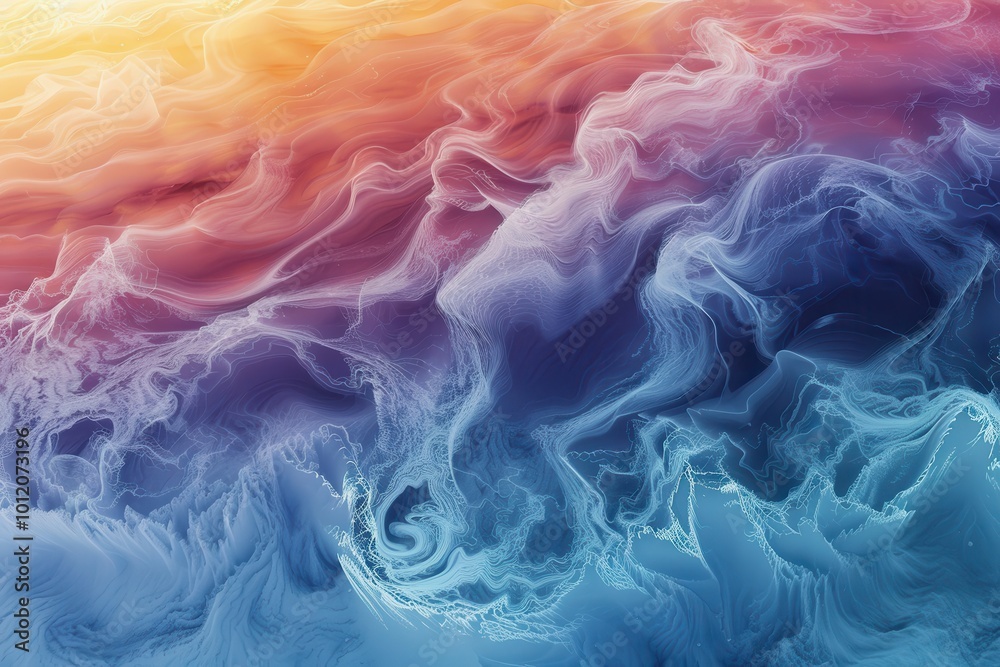 Colorful abstract representation of ocean currents and seabed ...