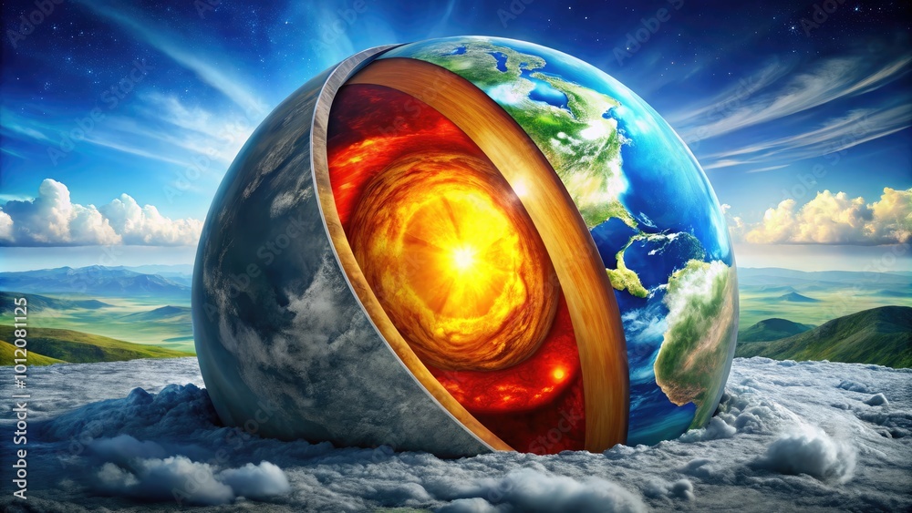 Detailed Cross-Section Diagram Illustrating the Layers of the Earth's ...