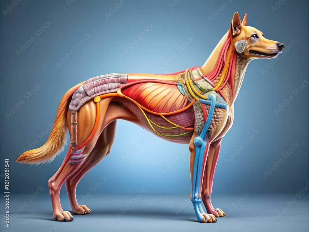 Detailed Diagram Illustrating the Anatomy of Dogs with Labeled Organs ...