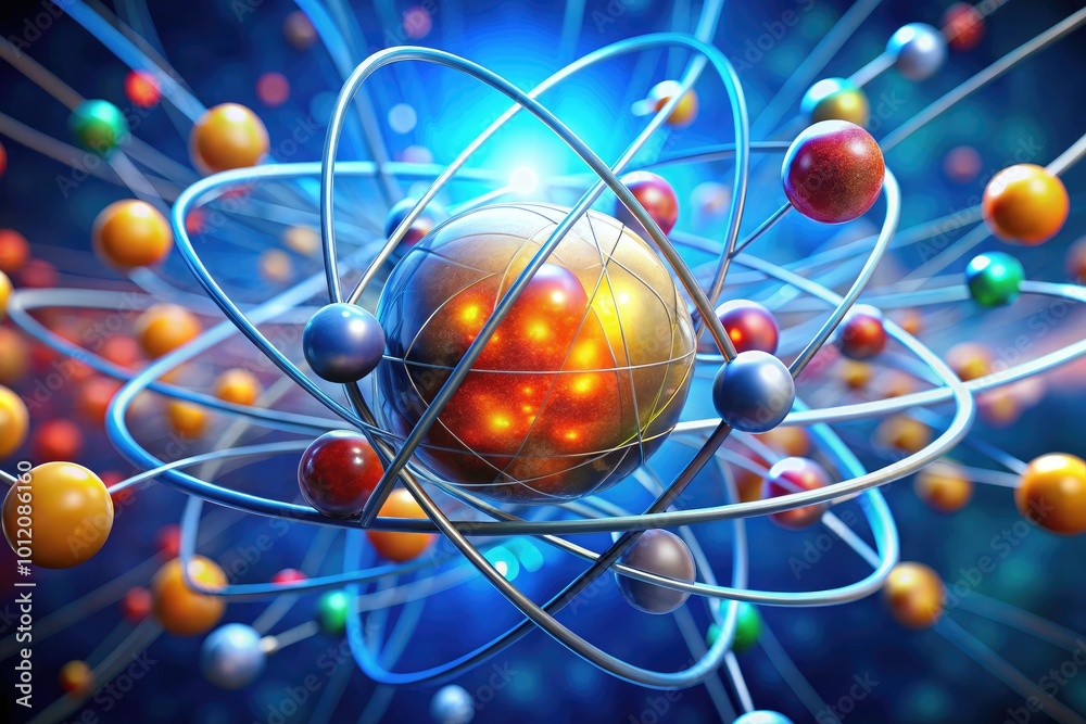 Detailed Illustration of Atomic Structure Showing Protons, Neutrons ...