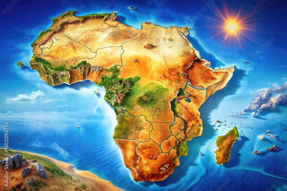 Stock-Illustration „Detailed Map of African Deserts Highlighting Key ...