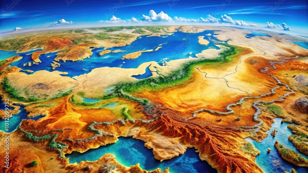 Ilustrace Detailed Map of the Gobi Desert Showing Geography, Terrain ...