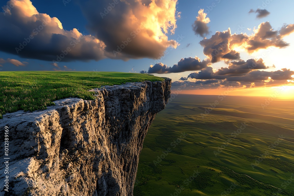 3D-rendered scene of the Great Rift Valley at sunset, with realistic ...