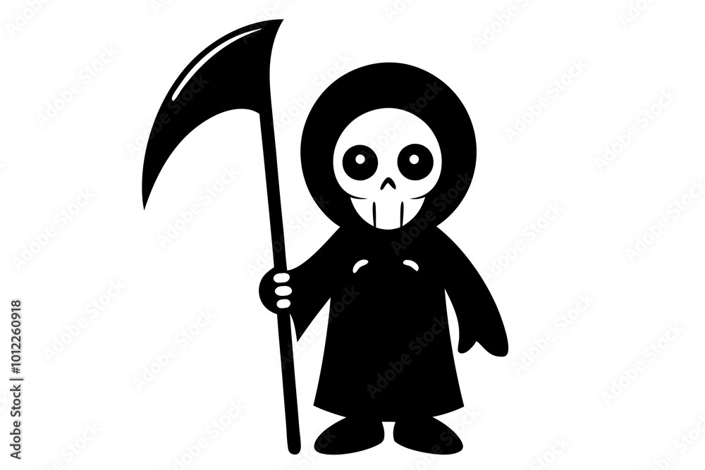 Cartoon Grim Reaper death Halloween emoji. October horror holiday human ...