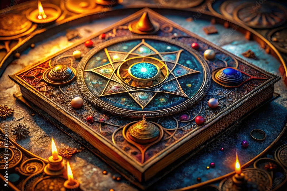 Intricate Alchemy Symbols on Ancient Manuscript, Mystical Elements and ...