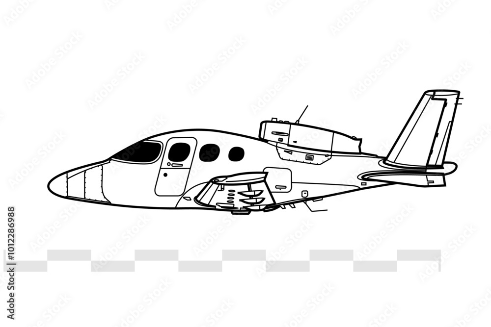 Cirrus Vision SF50. Vision Jet. Vector drawing of light business jet ...