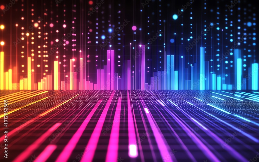 Bright and colorful bar charts with fluctuating values for stock market ...