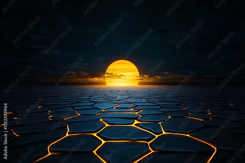 Abstract minimalist design of a dark horizon fading into nothingness ...