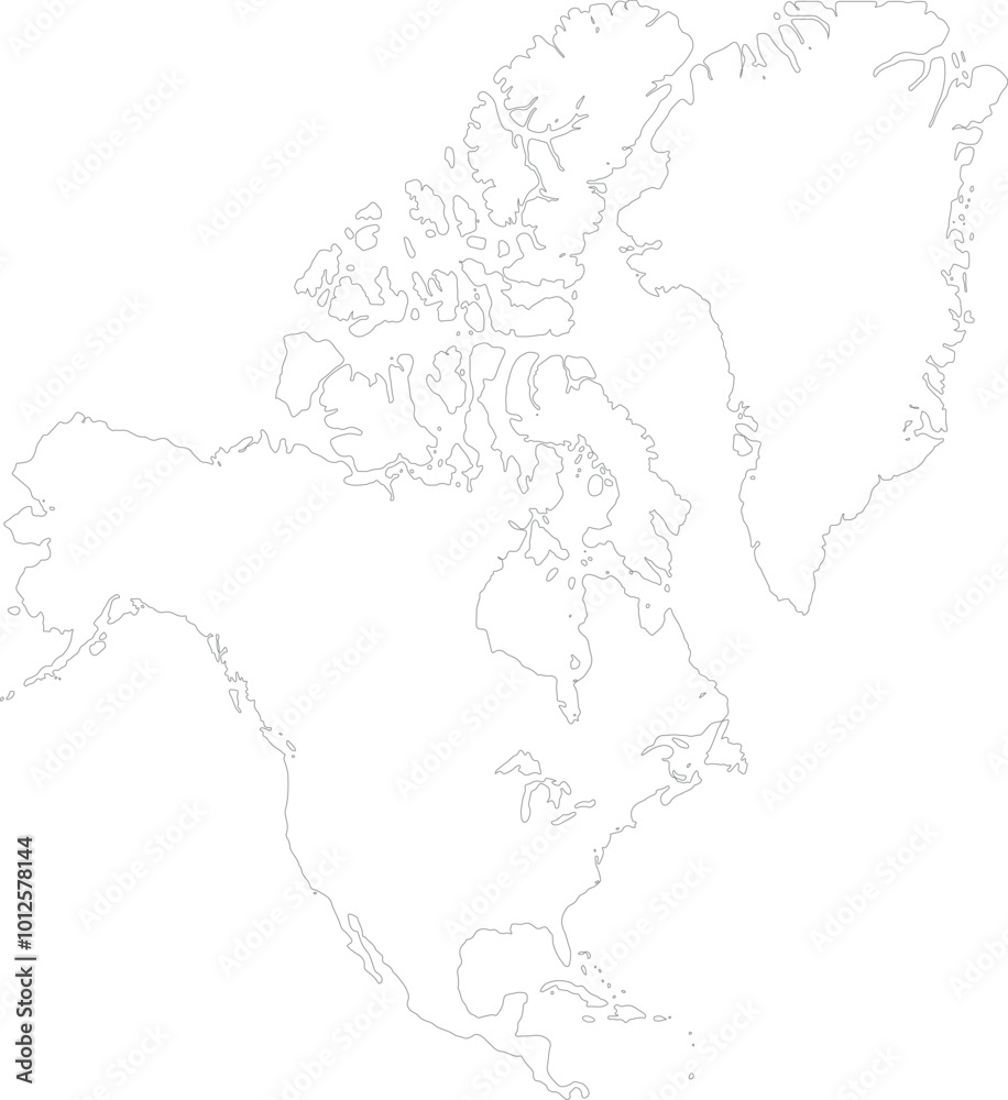 Outline Map Of North America Stock Vector | Adobe Stock