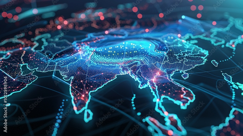 Global Data Transfer Concept: Abstract Network Map of Saudi Arabia ...