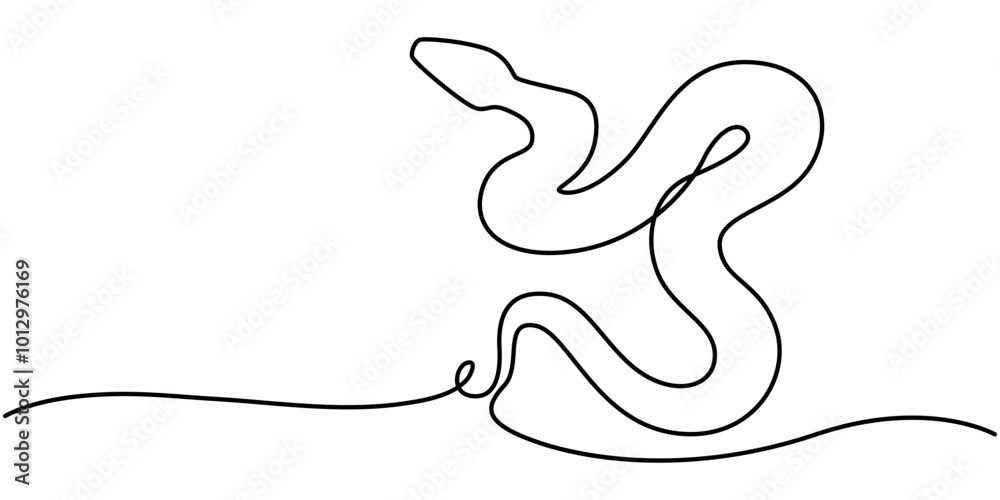 Snake continuous one line art hand drawing symbol. Poisonous reptile ...