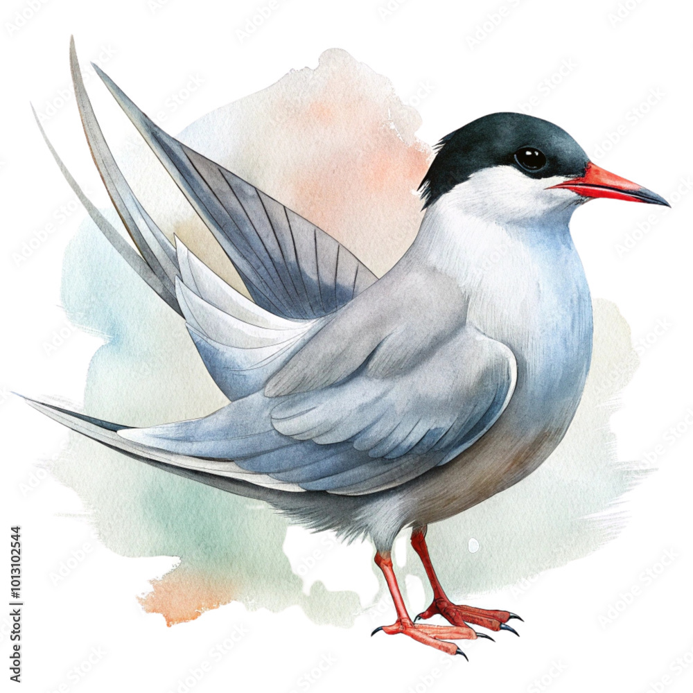 Tern bird illustration in mid-flight on a clean transparent background ...