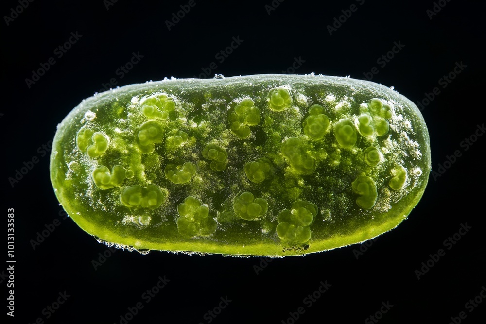 the beside view Cyanobacteria Bacterioplankton, left side view, white ...