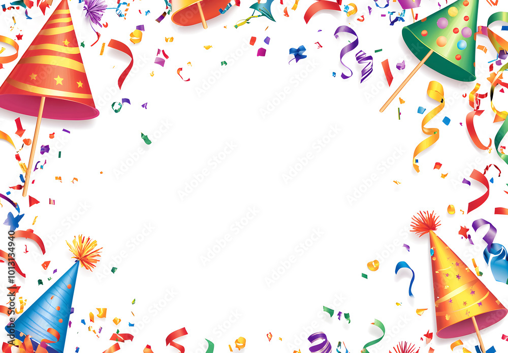 Birthday party frame border clipart, plain blank white background ...