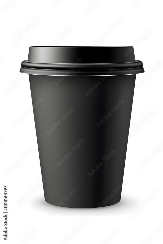 Black paper coffee cup, front view, white background, high resolution ...
