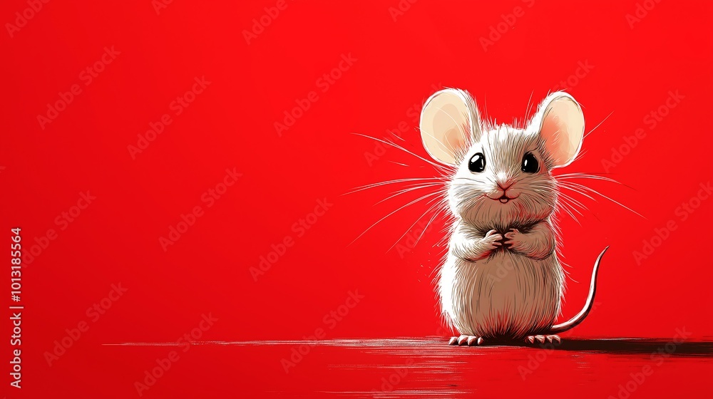 Full body portrait of a mouse in abstract minimalist flat style, hand ...