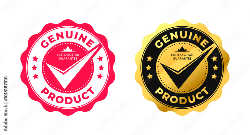 Genuine Product vector premium circle gold label with check mark. for ...