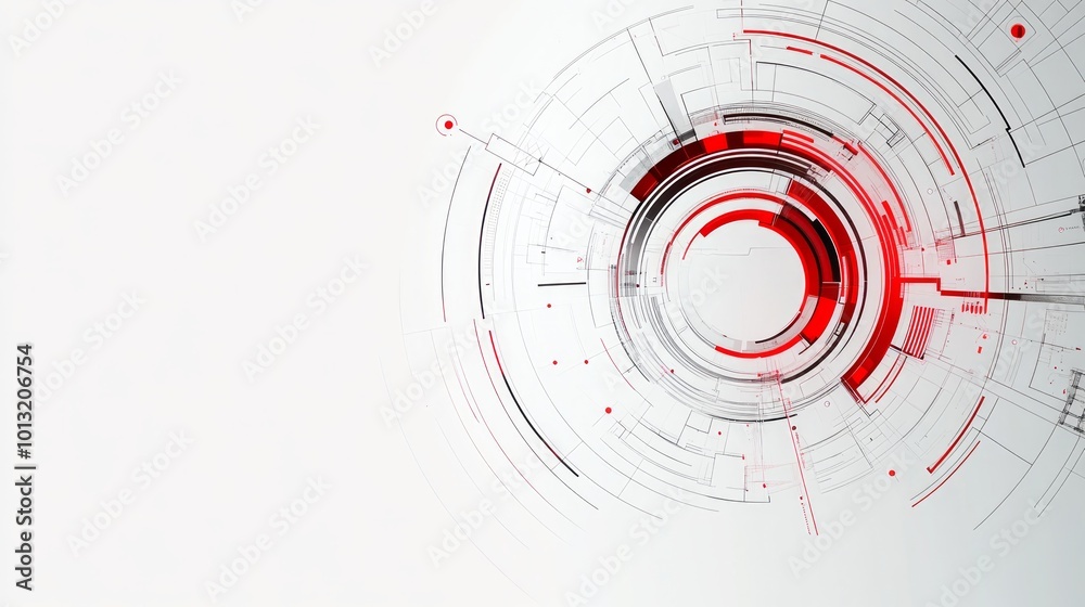 Abstract red and grey circular pattern on white background. Stock ...