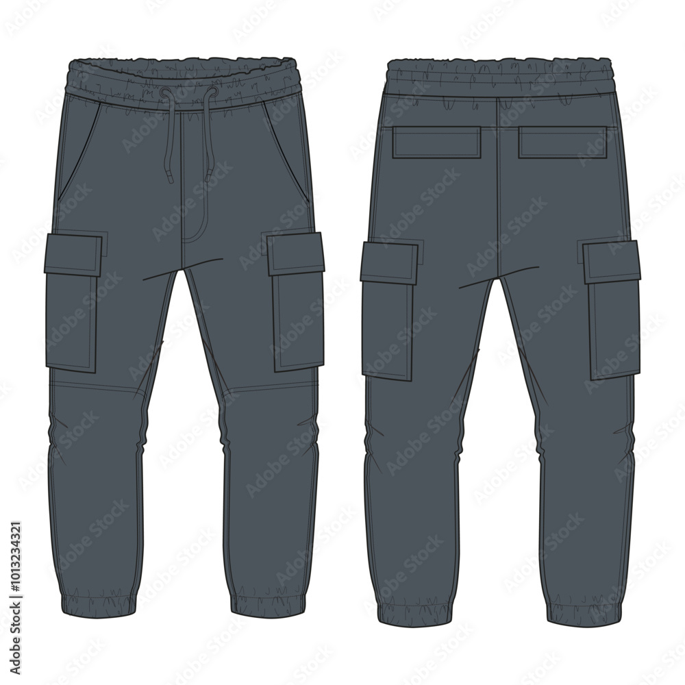 Fleece fabric Jogger Sweatpants technical drawing fashion flat sketch ...