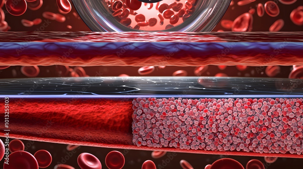 Illustration Stock Hematocrit Horizon:components of our blood. A split ...