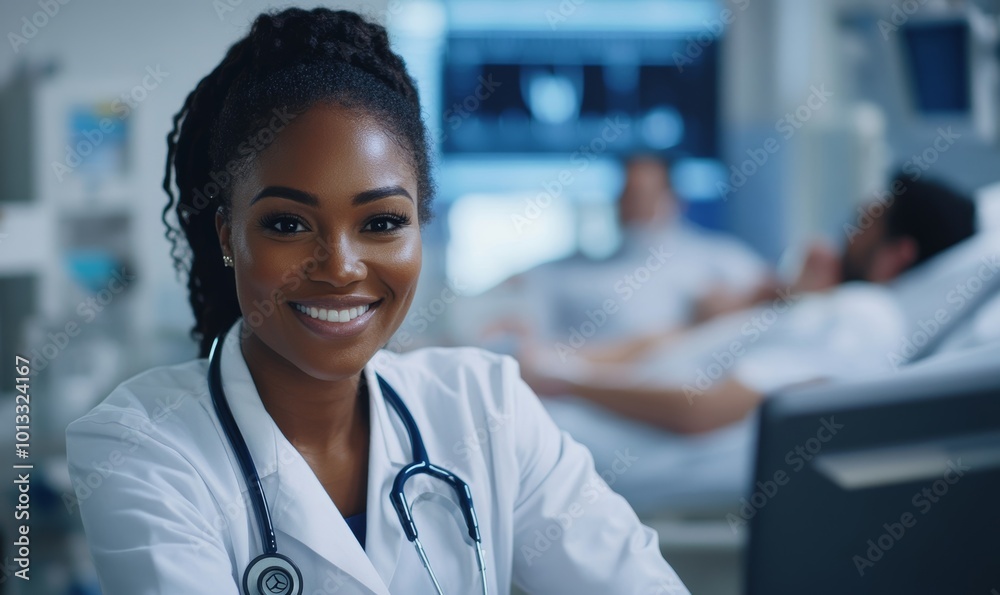 Hospital Ward: Professional Smiling Black Female Head Nurse or Doctor ...