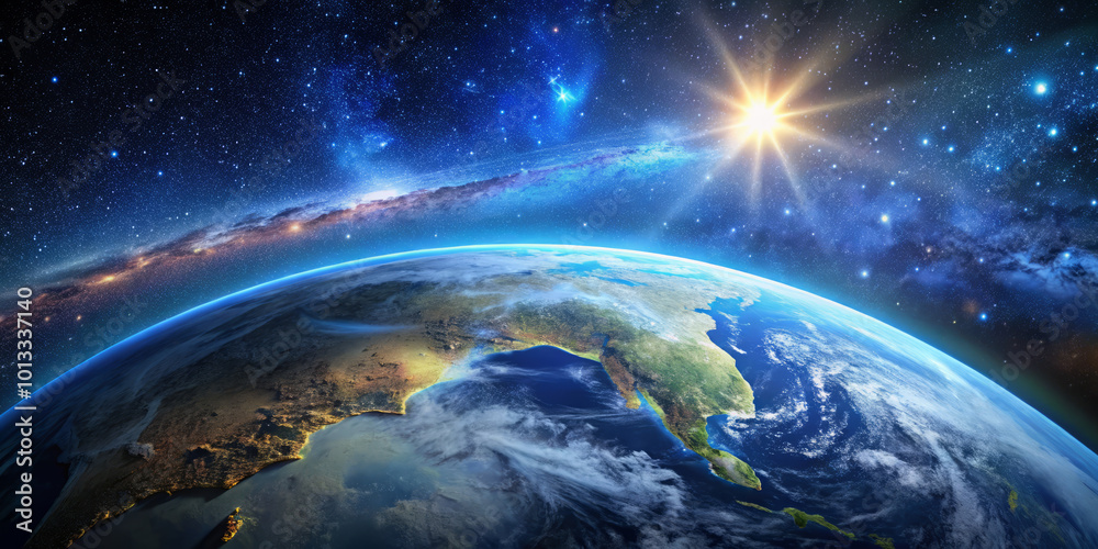 breathtaking view of Earth from space, showcasing vibrant colors of ...