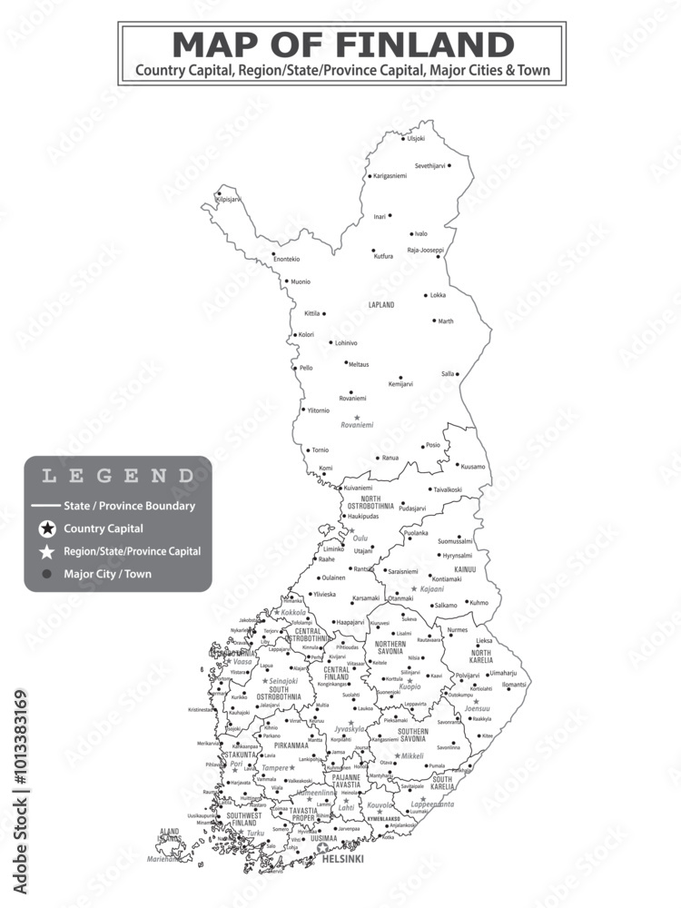 European Country Geography Political map. Political map of country with ...