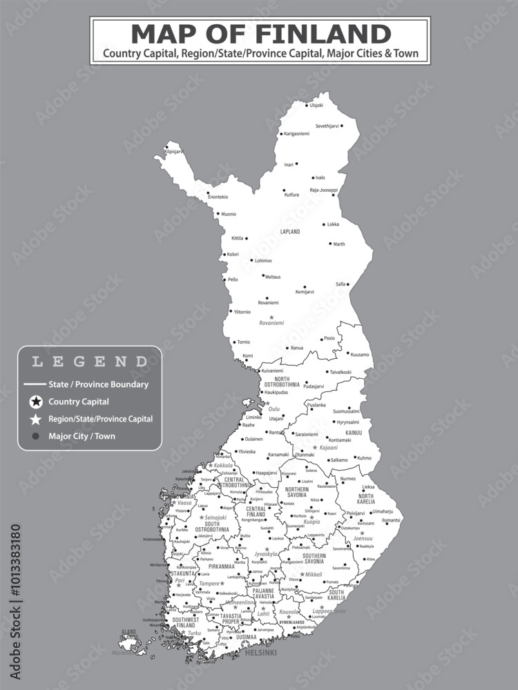 European Country Geography Political map. Political map of country with ...
