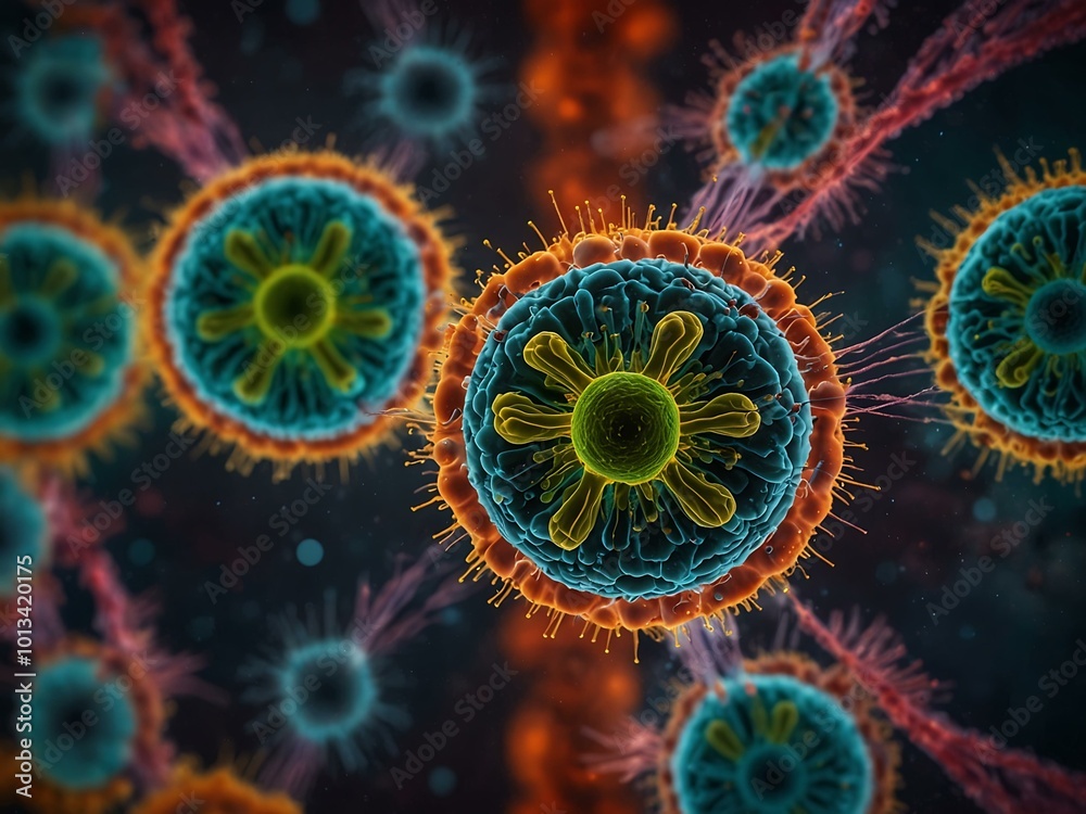 Microscopic view of cell division, visualizing complexity. Stock ...