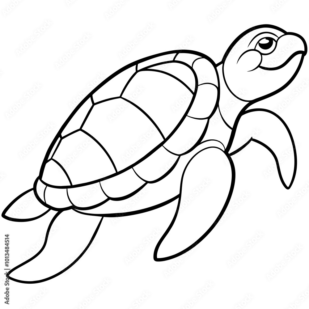 Turtle silhouette vector illustration with a detailed shell and hinged ...