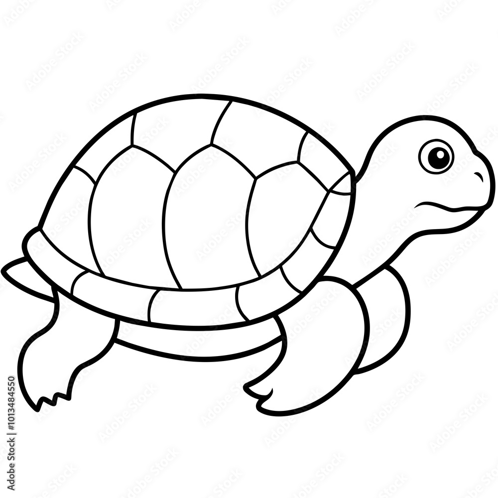 Turtle silhouette vector illustration with a detailed shell and hinged ...