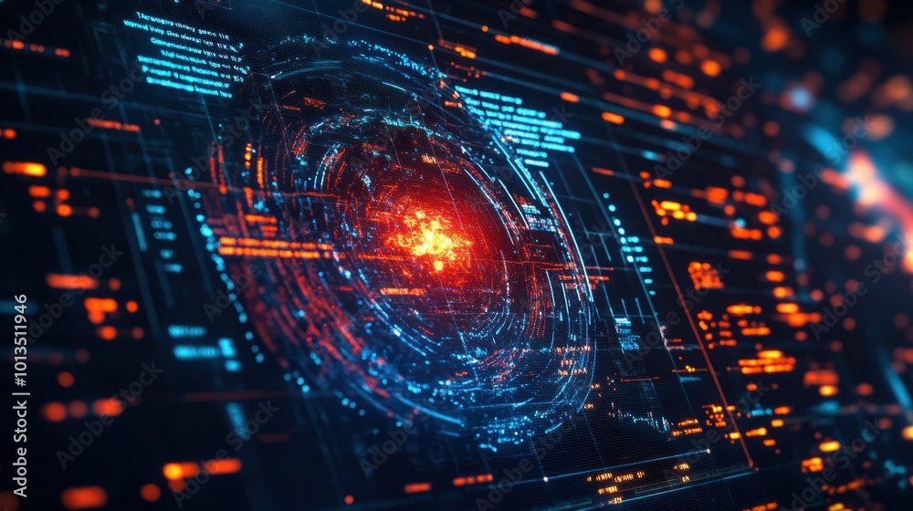 Earthquake early warning system display, showing seismic activity data and alert levels Stock ...