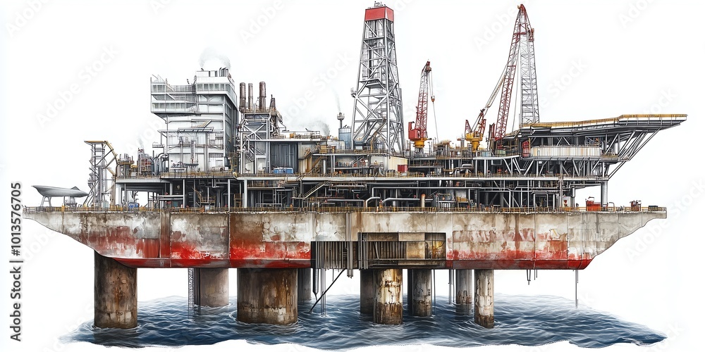Understanding Offshore Oil Rig Structures: Detailed Cross-Section for ...