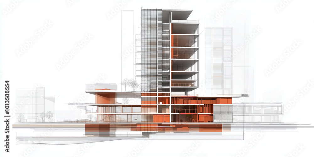 Detailed Structural System Diagram of a High-Rise Building for Modern ...