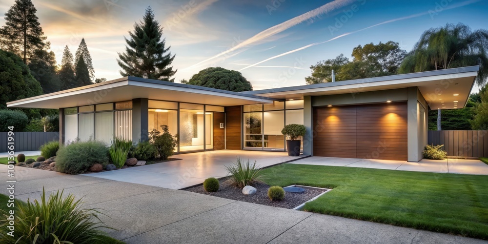 Midcentury home with sleek lines and minimalist design, midcentury ...