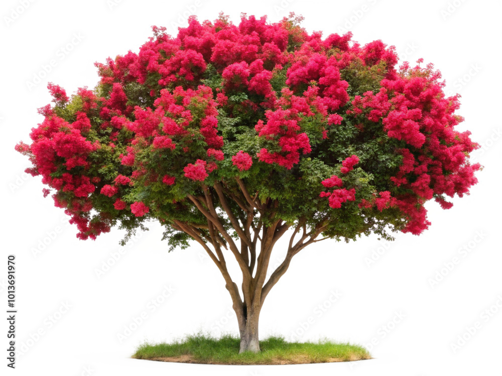 Ornamental tree Colorama Scarlet Crape Myrtle isolated on transparent ...