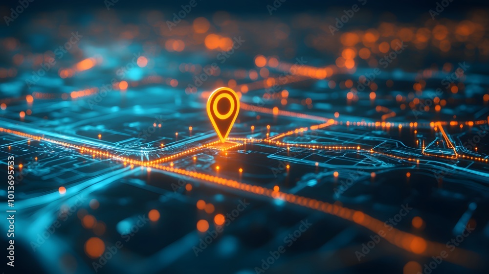 Digital map interface displaying two location pins, representing AI ...