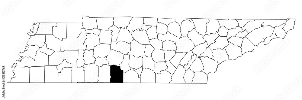 Map of Giles County in Tennessee state on white background. single ...