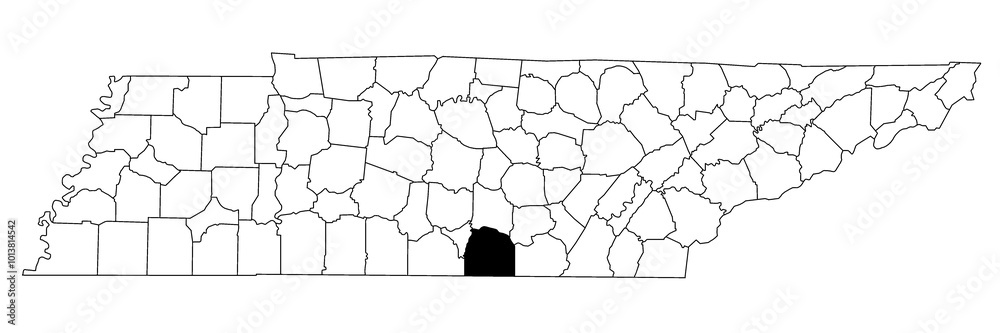 Map of Franklin County in Tennessee state on white background. single ...