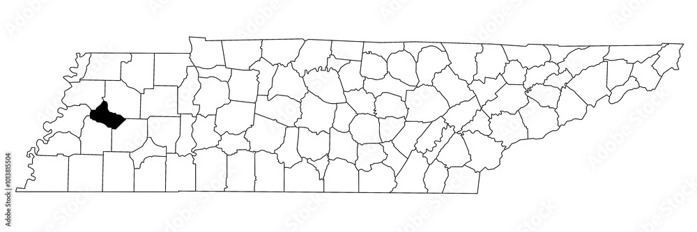 Map of Crockett County in Tennessee state on white background. single ...