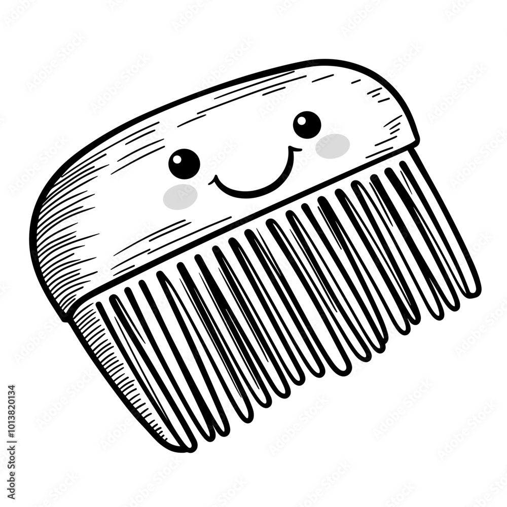 kawaii comb coloring book page for kids Stock Vector | Adobe Stock
