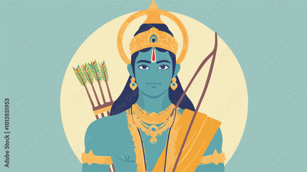 Vector Illustration Lord Ram Hindu God Deity India Spirituality ...