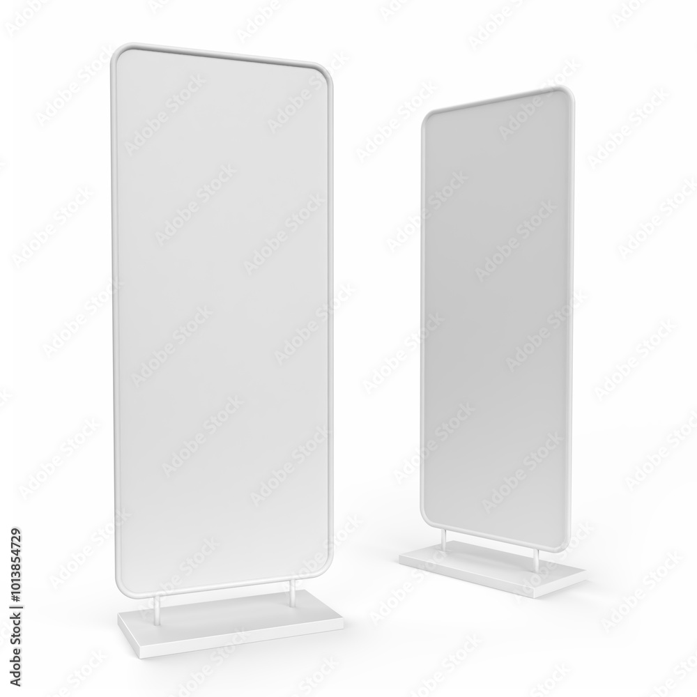 Advertising banner stand isolated on white background. Advertising ...