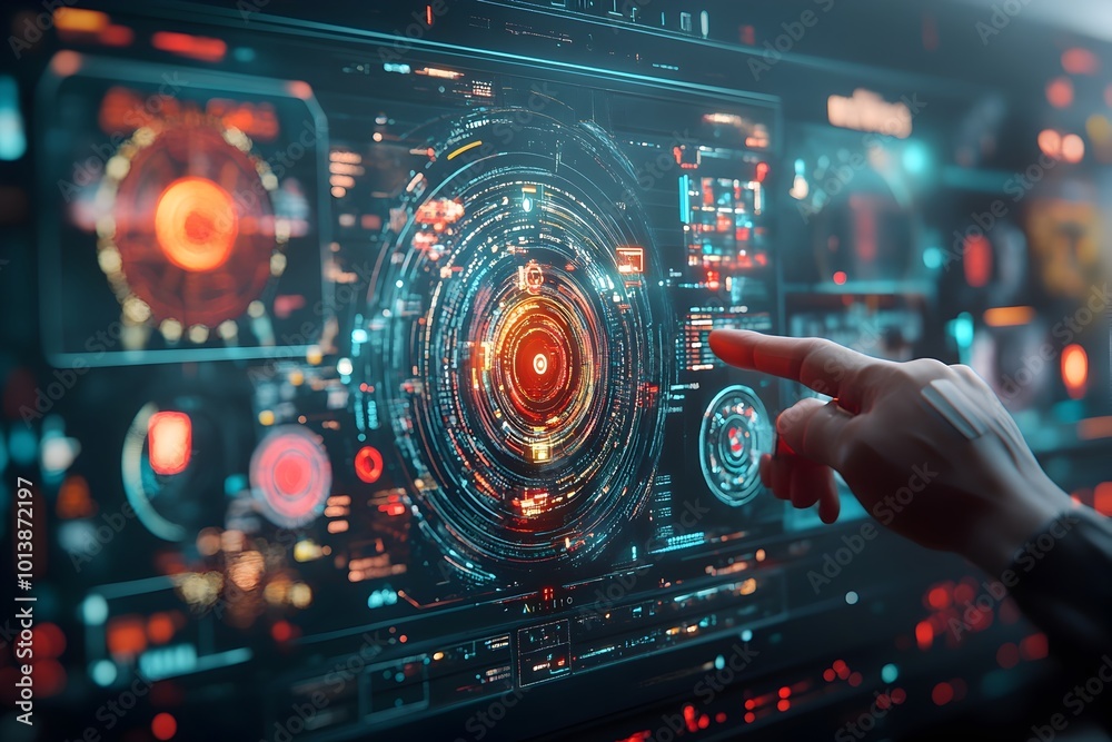 Immersive futuristic virtual command center with holographic control ...