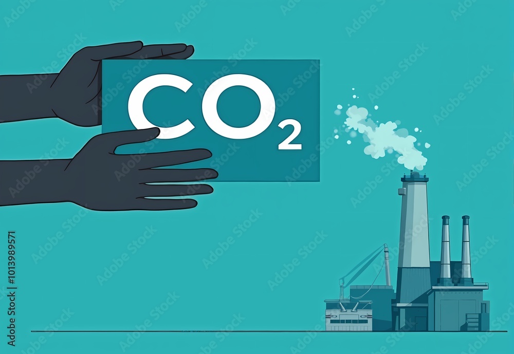 A visual representation of carbon capture technology, showing hands ...