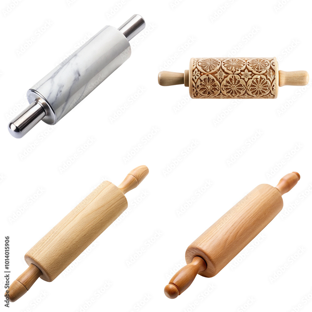 Rolling pins isolated on transparent background bundle set for baking ...