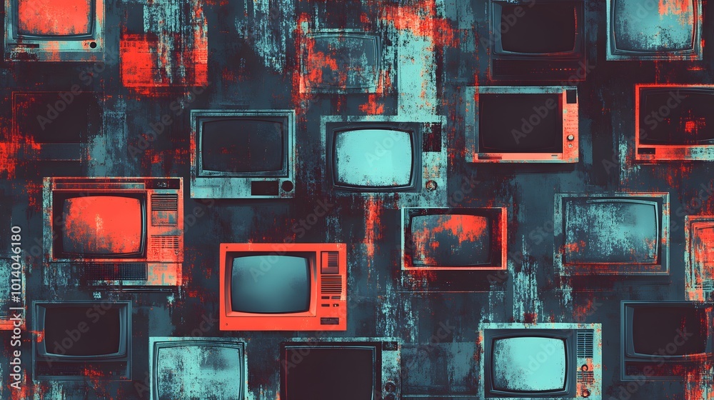 Seamless retro VHS scanlines with TV signal static noise overlay ...