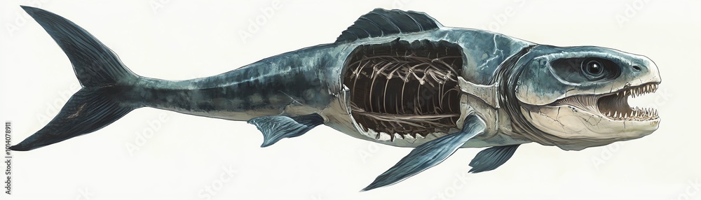 Illustration of a Dunkleosteus, a prehistoric armored fish, showcasing ...