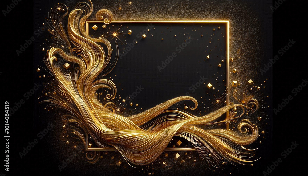 frame of electronic digital circuit golden sparkle line Luxury ...