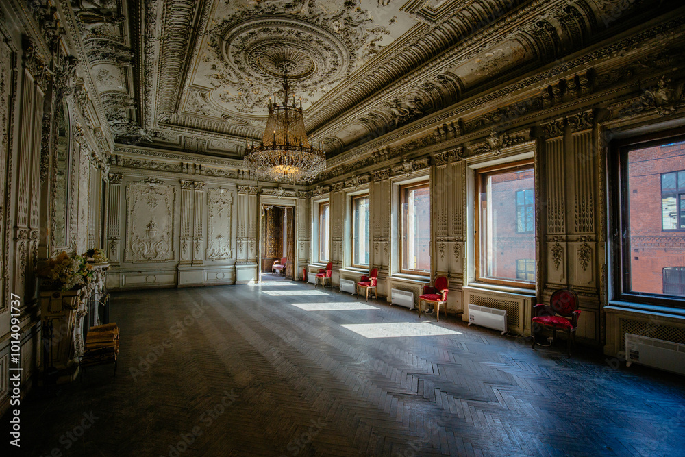 Large decorated baroque hall at old Brusnitsyns' mansion in St ...